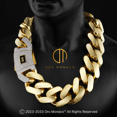 Men's Necklace - Monaco Chain CLASSIC Pavé Lock - 50mm (XXMC)