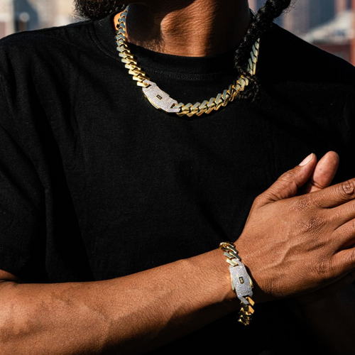 Men's Necklace - Monaco Chain EDGE Pavé Lock