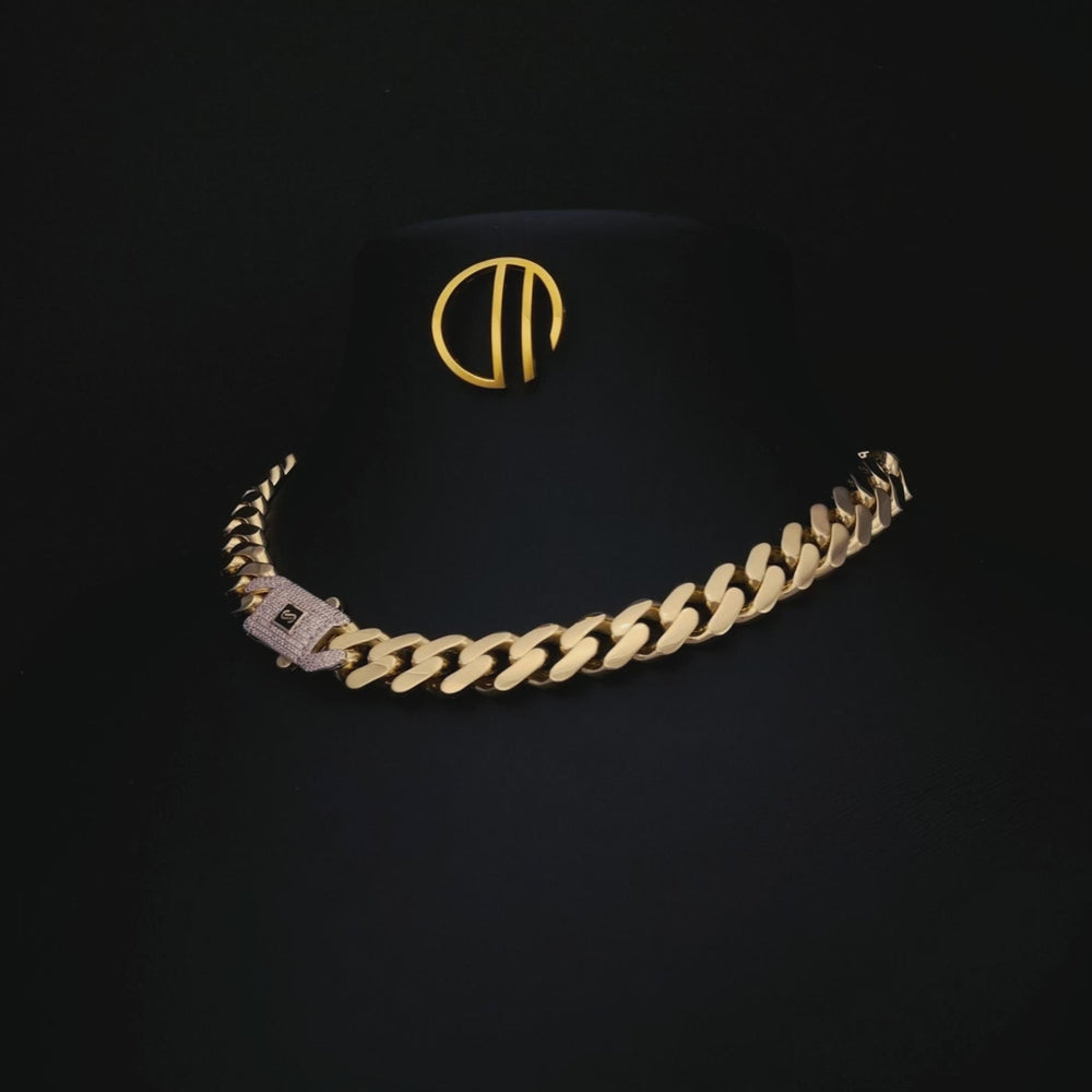 Women's Necklace/Choker - Monaco Chain CLASSIC Pavé Lock