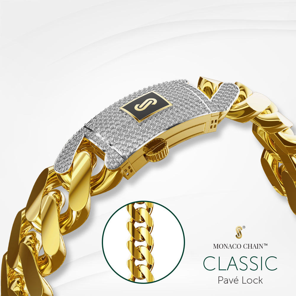 Women's Bracelet - Monaco Chain CLASSIC Pavé Lock