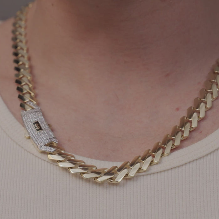 Men's Necklace - Monaco Chain EDGE Pavé Lock